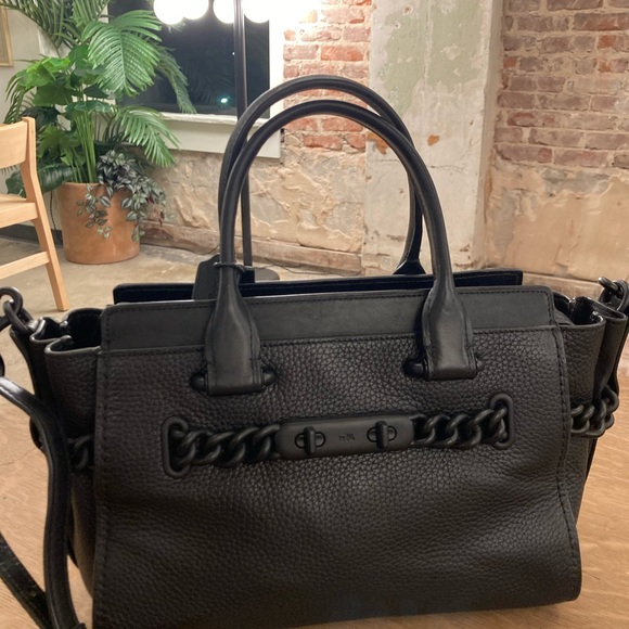Coach | Bags | Coach Swagger 27 Pebbled Leather Matte Black | Poshmark